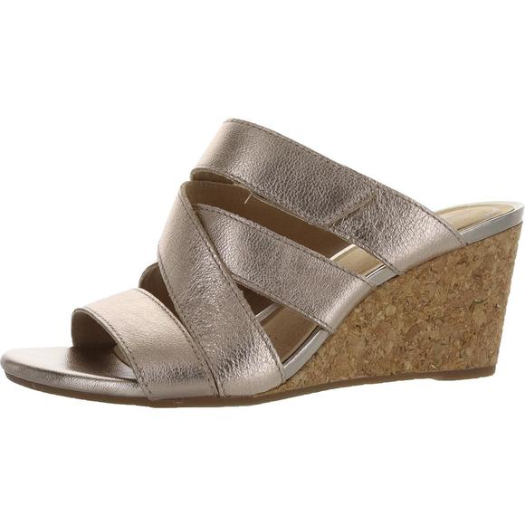 Clarks | Shoes | Clarks Womens Margee Kate Gold Leather Comfort Slide ...